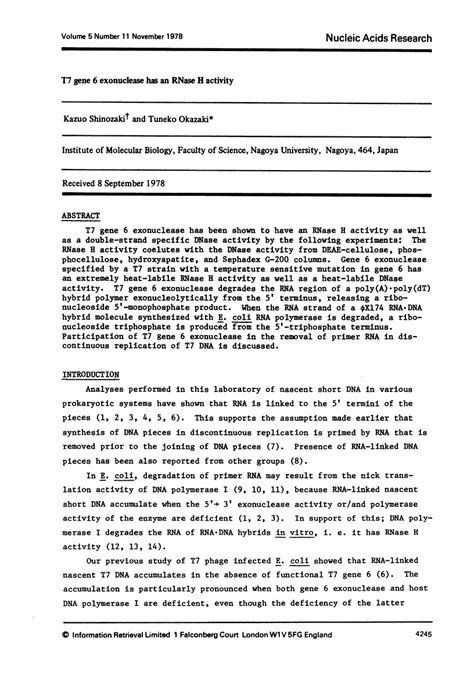 T7 Gene 6 Exonuclease Has An Rnase H Activity Pmc