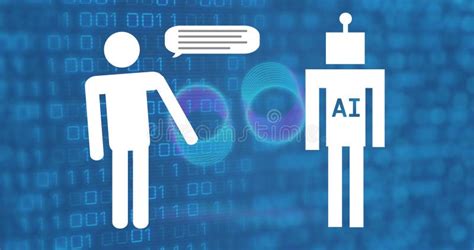 Composite Of Ai Text And Icons With Binary Coding On Dark Background