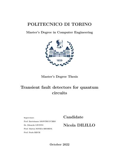 Transient Fault In Quantum Computers Transient Fault Detectors For