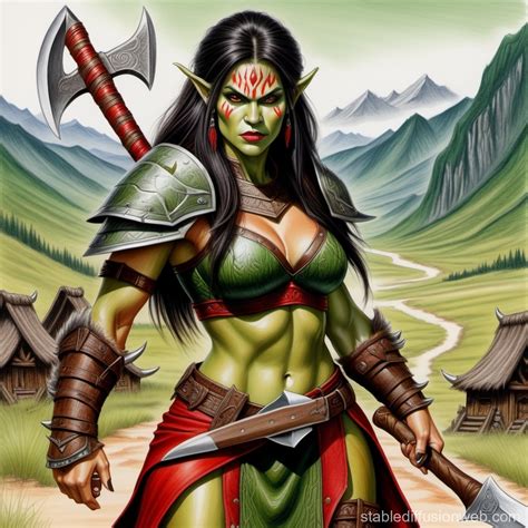 Orc Warrior In Dense Village Stable Diffusion Online