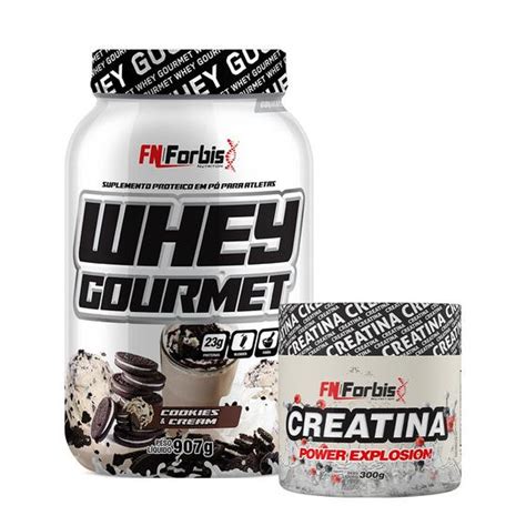 Kit Whey Protein Gourmet Pote 907g Creatina Power Explosion Sem Sabor