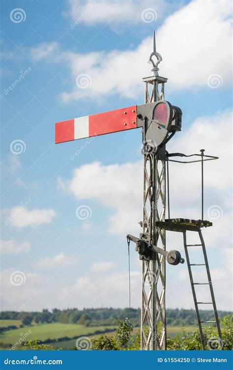 Red Semaphore Signal On Railway Royalty Free Stock Image 80682502