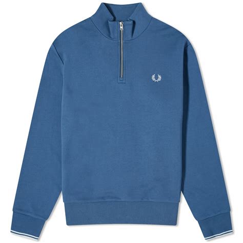Fred Perry Men S Half Zip Crew Sweater In Midnight Blue Fred Perry