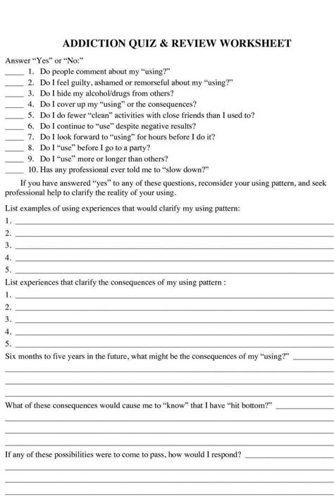 Relapse Prevention Plan Worksheet