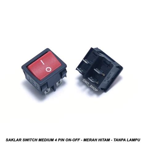 Jual Saklar Switch Medium Pin On Off Merah Hitam Tanpa Lampu Jakarta Barat ONO SHOP