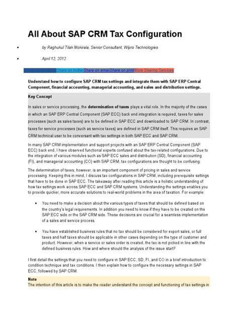 Sap Crm Tax Configuration Pdf Customer Relationship Management