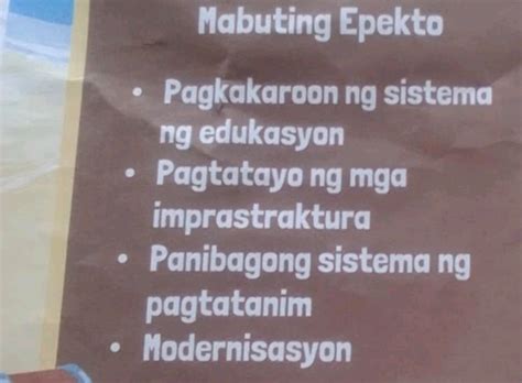 Mabuting Epekto Pagkakaroon ng sistema ng | StudyX