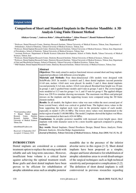 [pdf] Comparison Of Short And Standard Implants In The Posterior