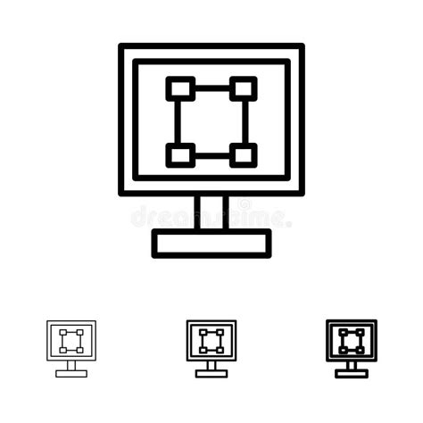 Crop Graphics Design Program Application Bold And Thin Black Line Icon Set Stock Vector