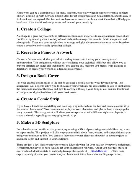 Creative Art Homework Ideas Pdf Homework Collage