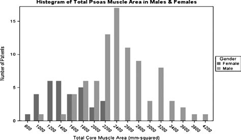 Histograms Of Psoas Muscle Area And Lean Psoas Muscle Area In Males And Download Scientific