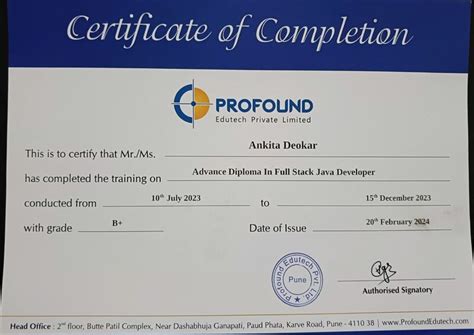Completed Full Stack Java Course Ankita Deokar Posted On The Topic
