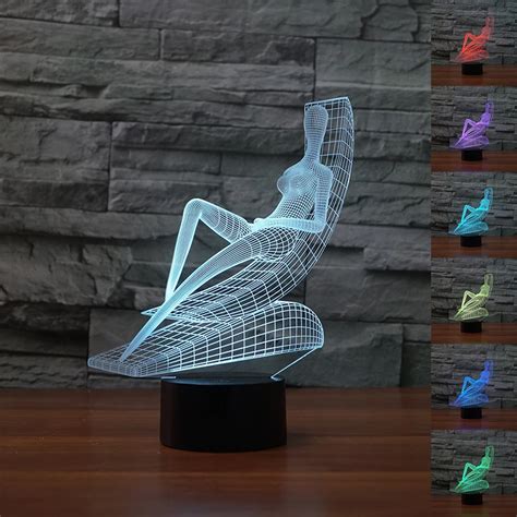 Fding 3D Optical Illusion Lamp Abstract People Sunbathe Night Light 7