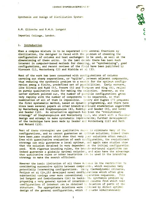 Pdf Synthesis And Design Of Distillation Systems