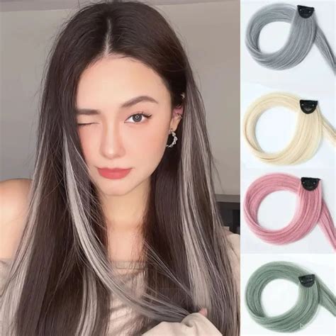 秋日好物⭐一片式直髮接髮條掛耳染彩色假髮片女長短髮挑染漸變隱形無痕自然 蝦皮購物