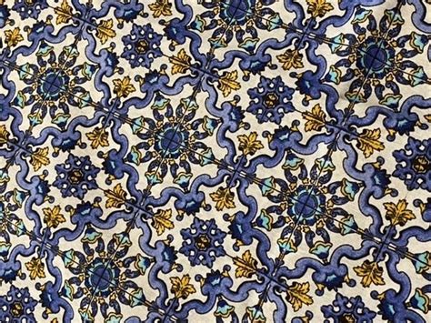 560 X 130 Cm Tecido San Leucio Azulejos Azuis E Catawiki