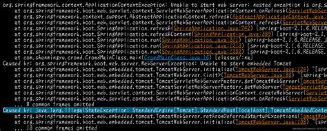 Caused By Java Lang IllegalStateException StandardEngine Tomcat StandardHost Localhost