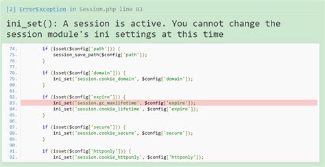 报错ini set A session is active You cannot change the session modules ini settings at this