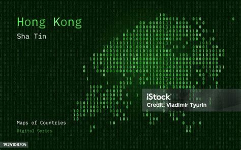 Hong Kong Map Shown In Binary Code Pattern Matrix Numbers Zero One