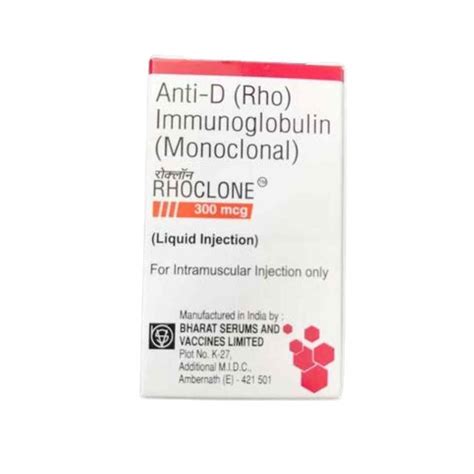 Buy Rhoclone 300 Mcg Injection At Affordable Price Glarea Healthcare
