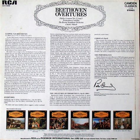 Ludwig Van Beethoven Charles Munch Boston Symphony Orchestra Overtures LP RE
