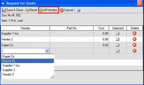 Generating Vendor Rfqs