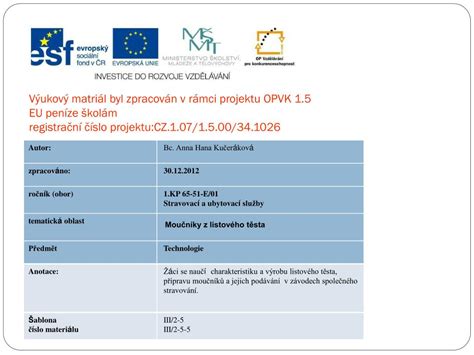 PPT Listové těsto charakteristika PowerPoint Presentation free download ID