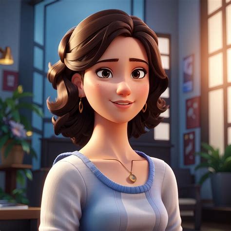 Premium Ai Image Young Woman 3d Cartoon Avatar Portrait