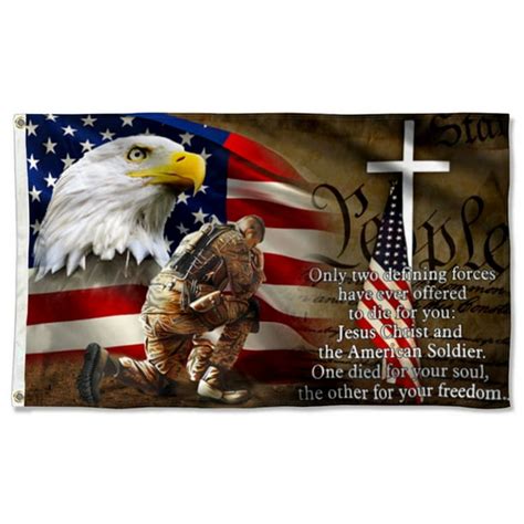 Cayyon Jesus Flag 3x5feet Owe To Jesus Christ And The American Soldier