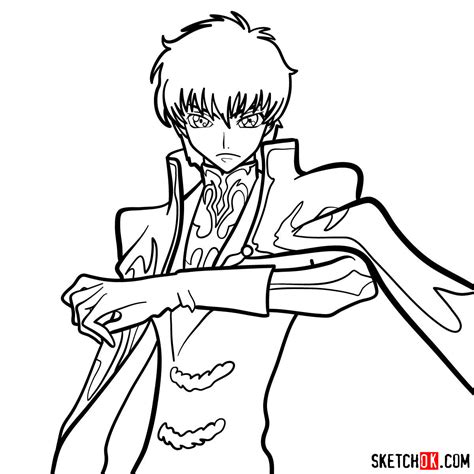 How To Draw Suzaku Kururugi Code Geass Sketchok Easy Drawing Guides