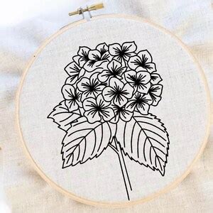 Hydrangea Embroidery Pattern Bouquet Embroidery Flower Embroidery