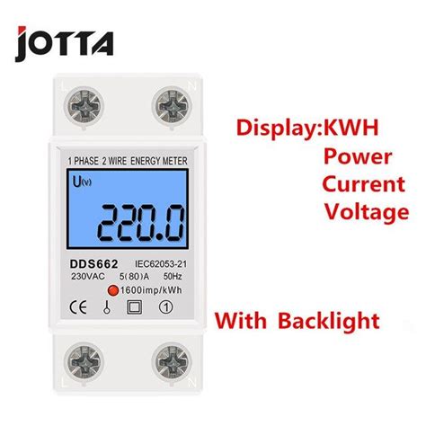 Din Rail Lcd Digital Backlight Single Phase Energy Meter Power Consumption Wattmeter Electronic