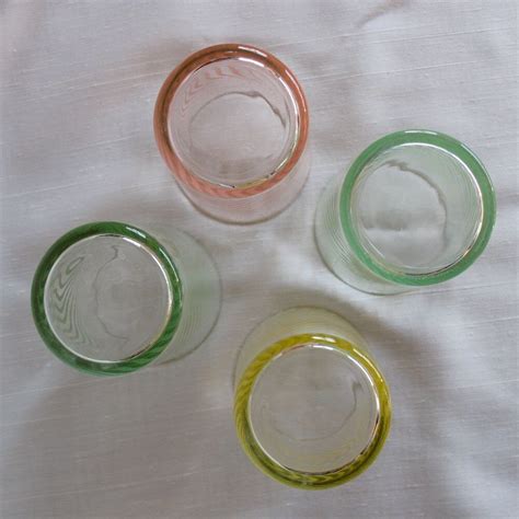 Four Pastel Colored Vintage Drinking Glasses