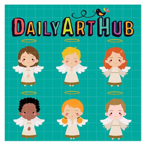 Cute Little Angels Clip Art Set Daily Art Hub Graphics Alphabets