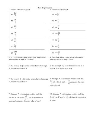 Fillable Online Evaluating Trigonometric Functions Using The Reference AngleEvaluating