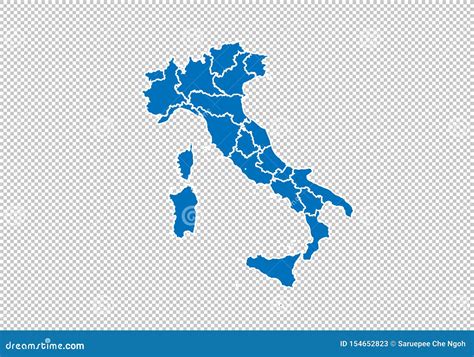 Italy Map High Detailed Blue Map With Counties Regions States Of