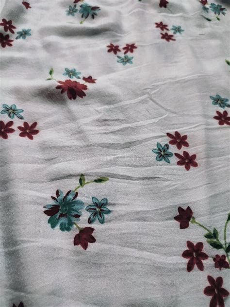 The Basic Fabric Is White With Red And Blue Floral Motifs And Leaves
