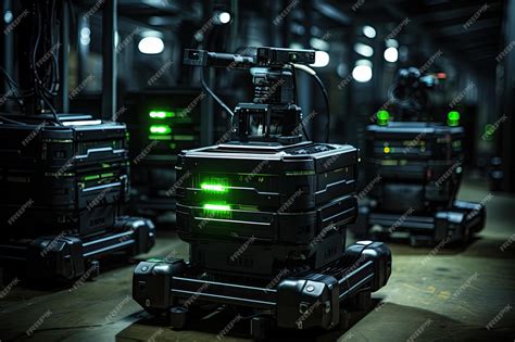 Premium Ai Image Efficient Autonomous Robots Organize Inventory In Warehouse Generative Ia