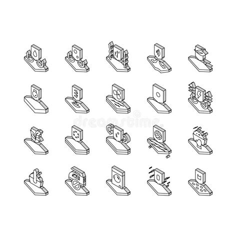 Fabrics Properties Collection Isometric Icons Set Vector Stock Illustration Illustration Of