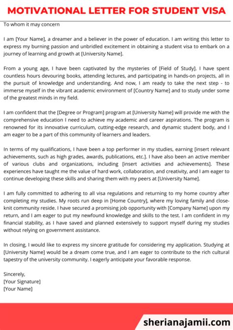 Motivational Letter For Student Visa 2025 Guide Free Sample