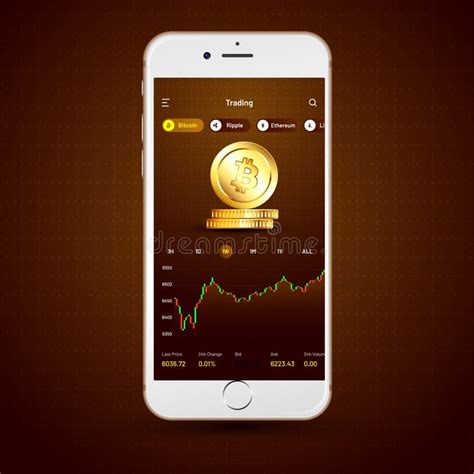 Cryptocurrencies Trading And Exchange UI Or UX Concept For Mobile Apps Stock Illustration