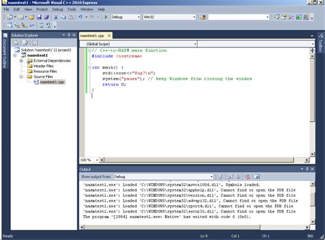 Visual C 2010 And Nasm