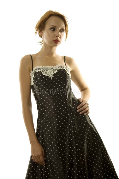 Attractive Retro Woman In Fifties Dress Hat Stock Image Image Of Lips Desire