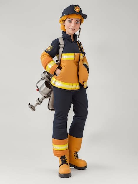 Premium Photo A Young Girl In A Firefighter Uniform