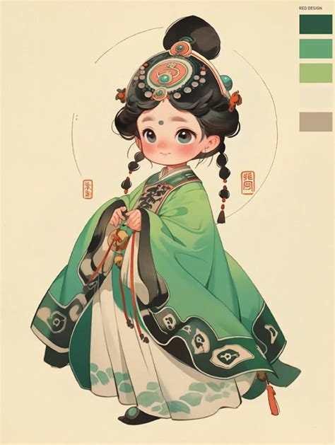 国风q版人物｜陪你可可爱爱 花瓣网