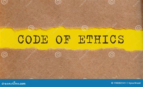 Text Appearing Behind Torn Yellow Envelop Code Of Ethics Stock Image Image Of Corporation