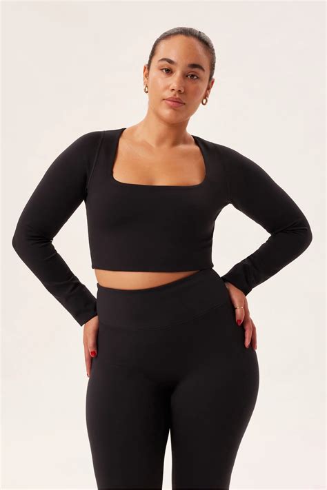 Girlfriend Collective Black Kinsley Long Sleeve Top