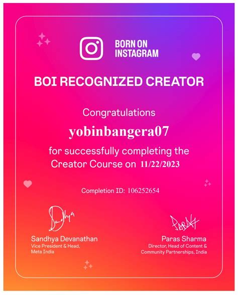 Completed Content Creator Course On Instagram Yobin Bangera Posted On The Topic Linkedin