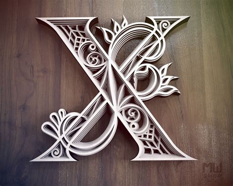 Layered Letter X Dxf Alphabet Letter X Wall Art Multilayer Etsy