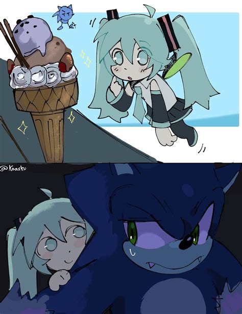 Hatsune Miku And Sonic The Hedgehog Vocaloid And More Drawn By Koasku Danbooru